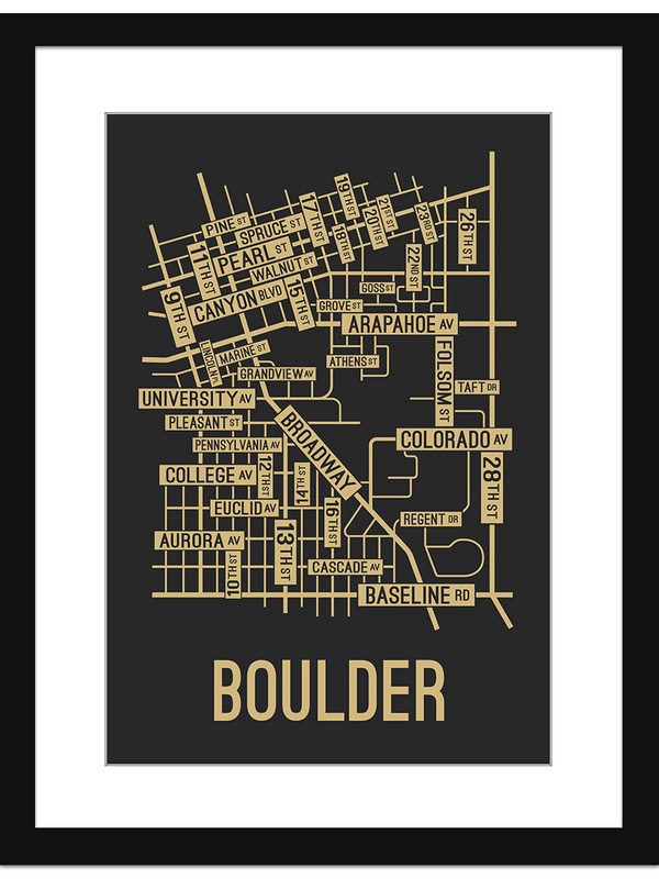 Boulder, Colorado Street Map Screen Print - School Street Posters