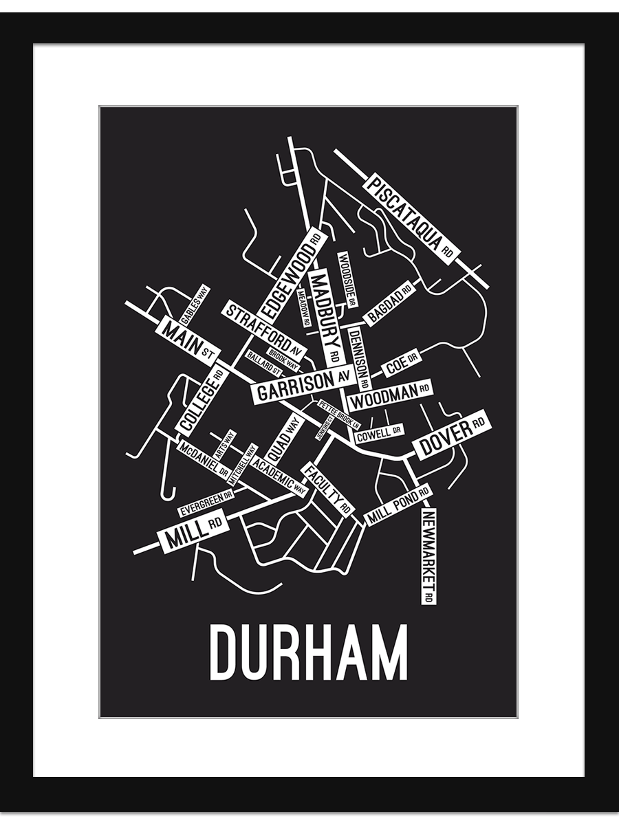 Durham, New Hampshire Street Map Poster - School Street Posters