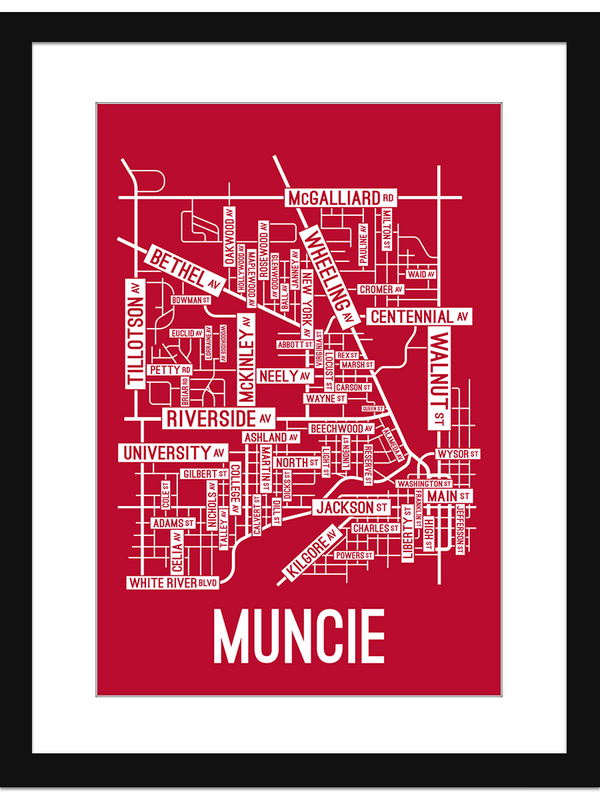 Muncie, Indiana Street Map Poster - School Street Posters