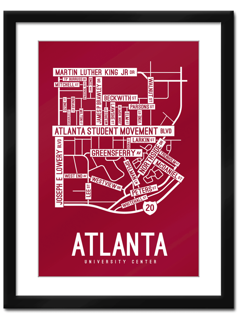 Atlanta University Center Street Map Poster - School Street Posters