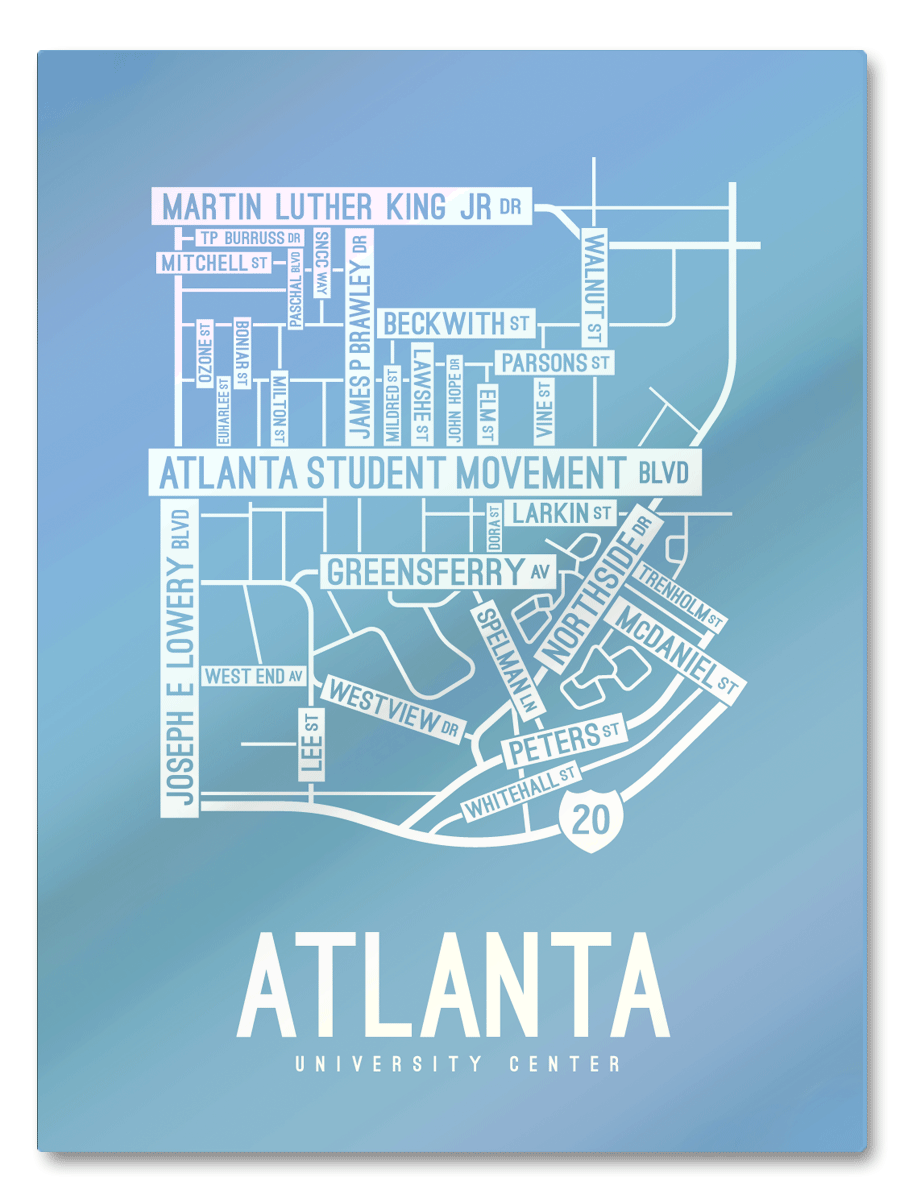 Atlanta University Center Street Map Poster - School Street Posters