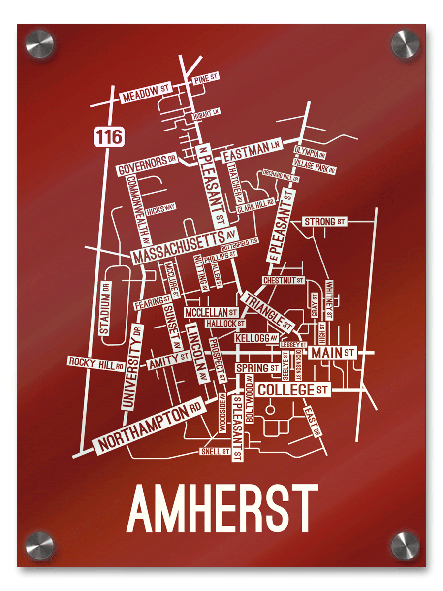 Amherst, Massachusetts Street Map Print | School Street Posters