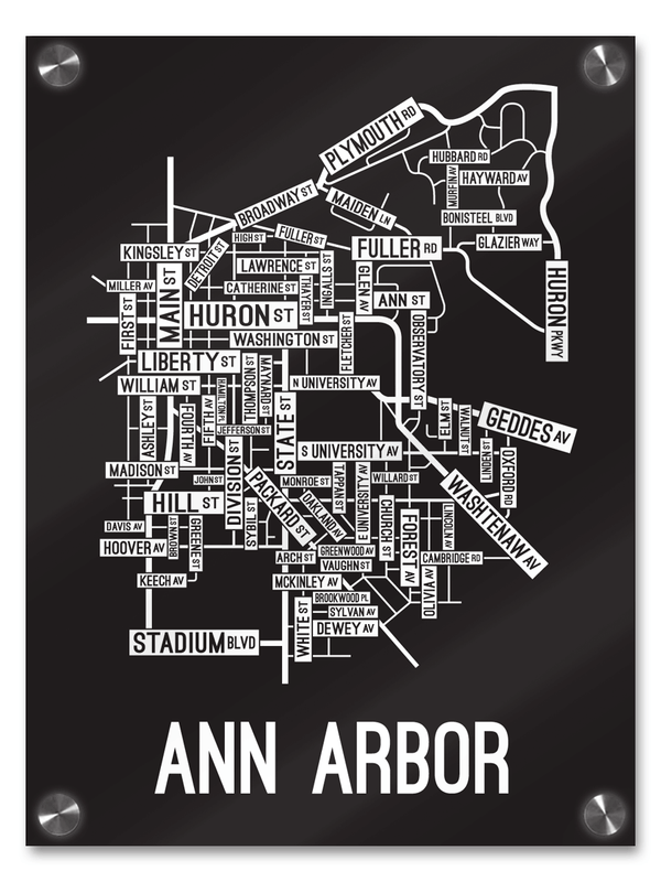 Ann Arbor, Michigan Street Map Print | School Street Posters
