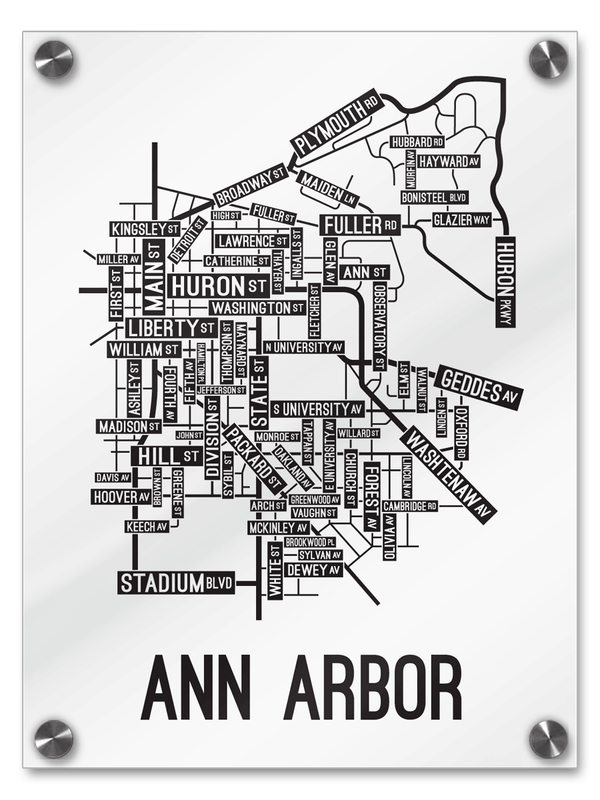 Ann Arbor, Michigan Street Map Print | School Street Posters