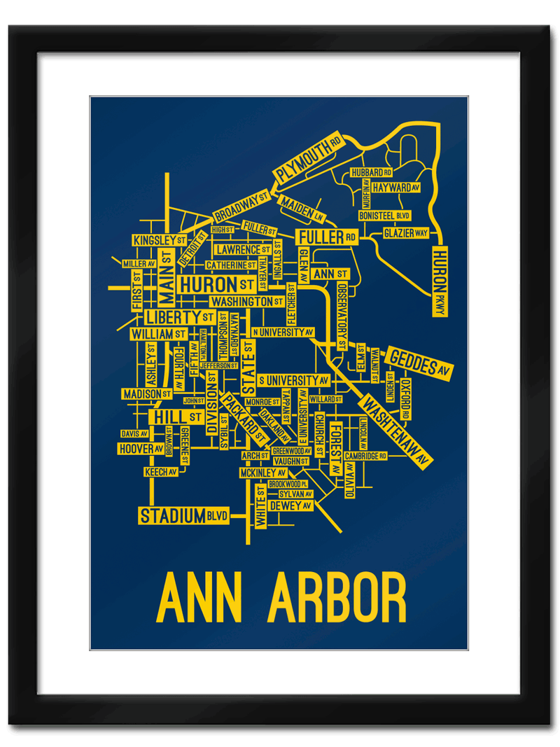 Ann Arbor, Michigan Street Map Print | School Street Posters