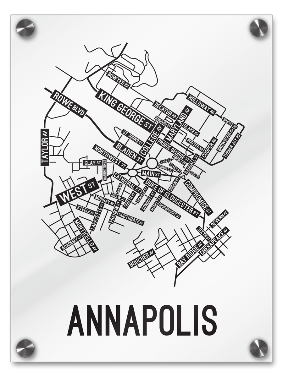 Annapolis, Maryland Street Map - School Street Posters
