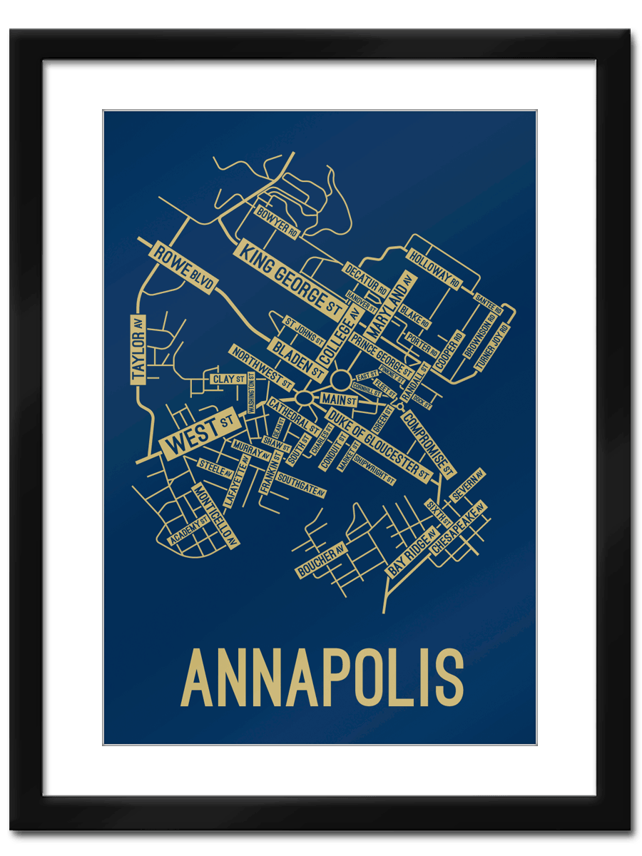 Annapolis, Maryland Street Map - School Street Posters