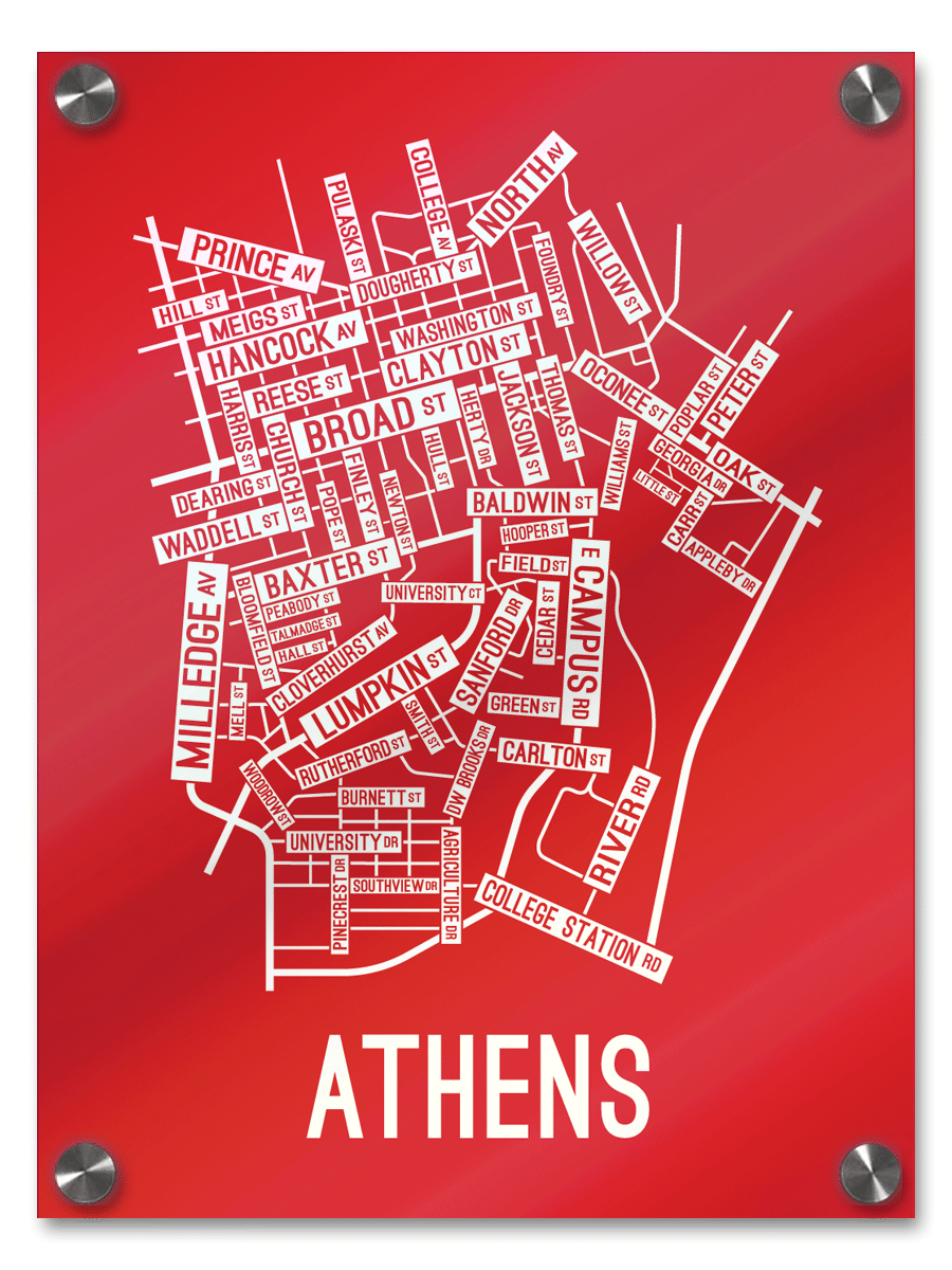 Athens, Georgia Street Map - School Street Posters