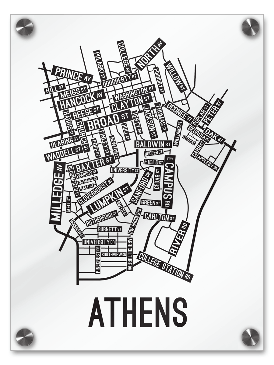 Athens, Georgia Street Map - School Street Posters