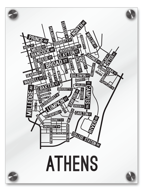 Athens, Georgia Street Map - School Street Posters