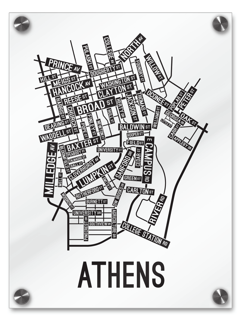 Athens, Georgia Street Map - School Street Posters