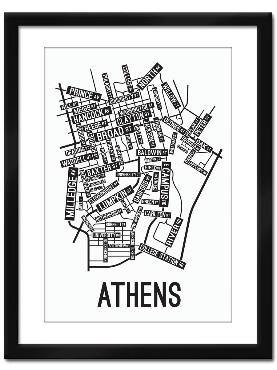 Athens, Georgia Street Map - School Street Posters