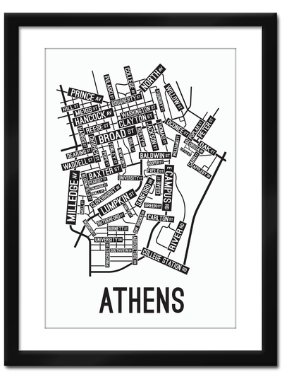Athens, Georgia Street Map - School Street Posters