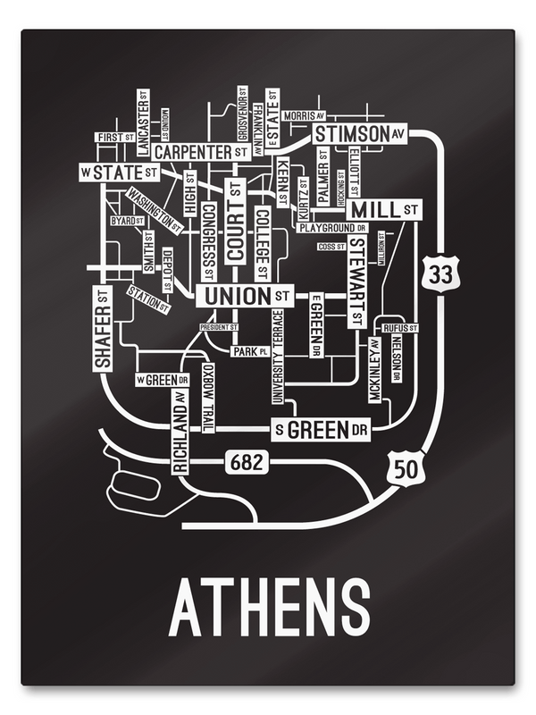 Athens, Ohio Street Map Print | School Street Posters