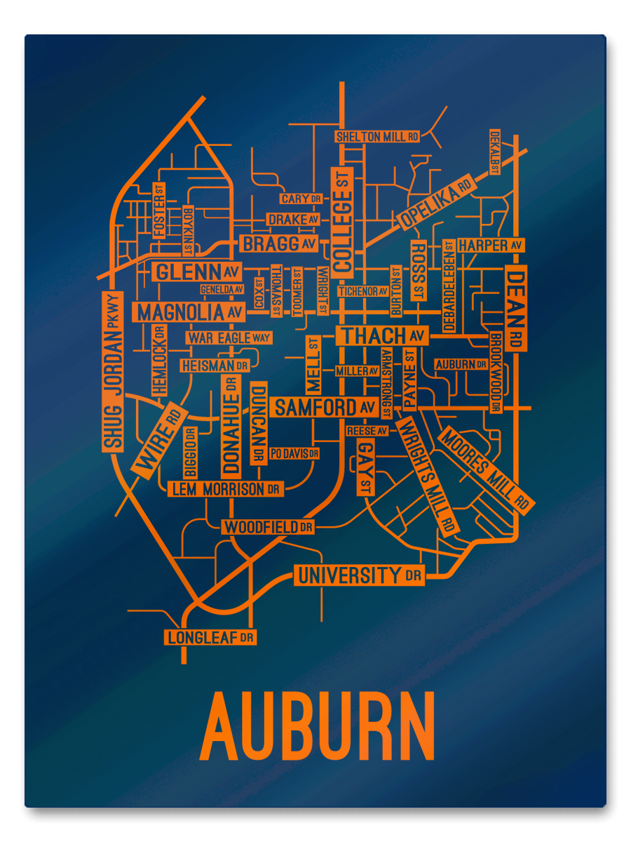 Auburn, Alabama Street Map - School Street Posters