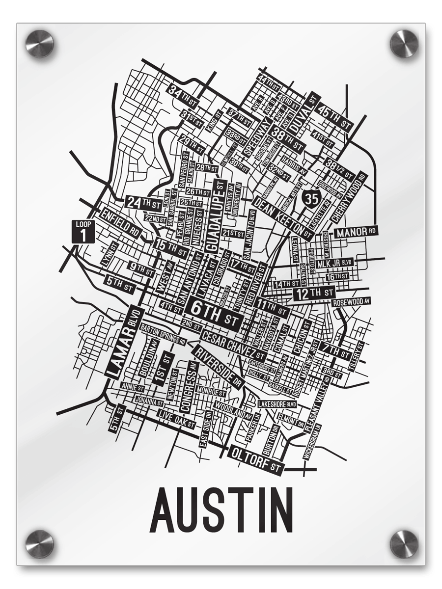 Austin, Texas Street Map - School Street Posters