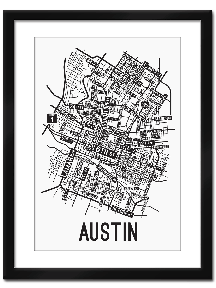 Austin, Texas Street Map - School Street Posters