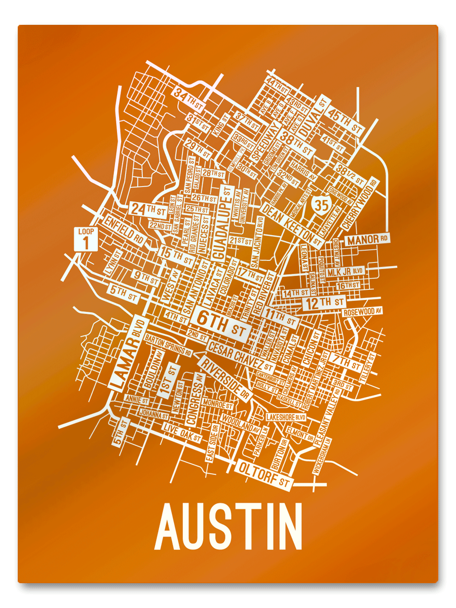 Austin, Texas Street Map - School Street Posters