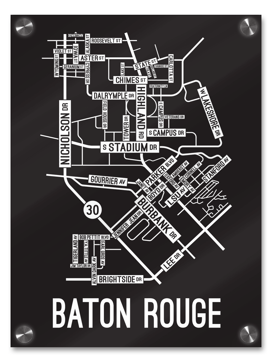 Baton Rouge, Louisiana Street Map - School Street Posters