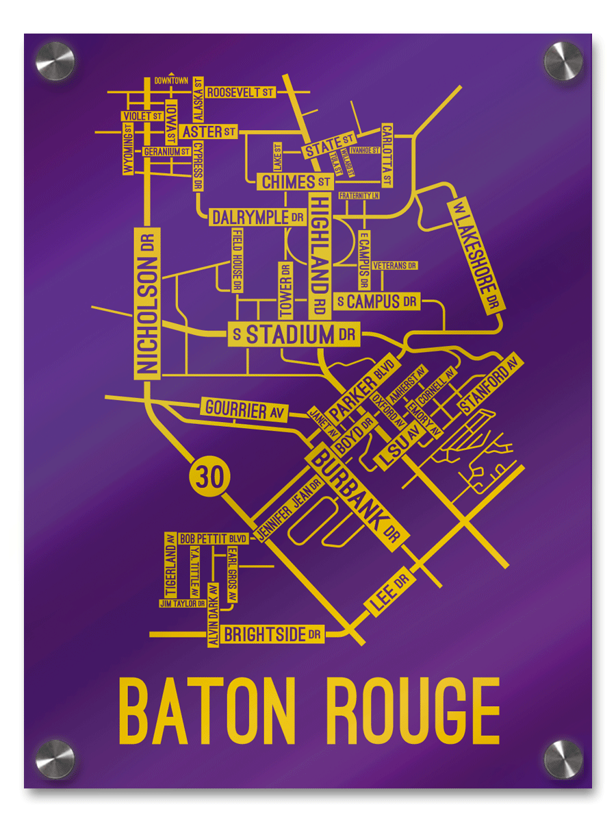 Baton Rouge, Louisiana Street Map - School Street Posters