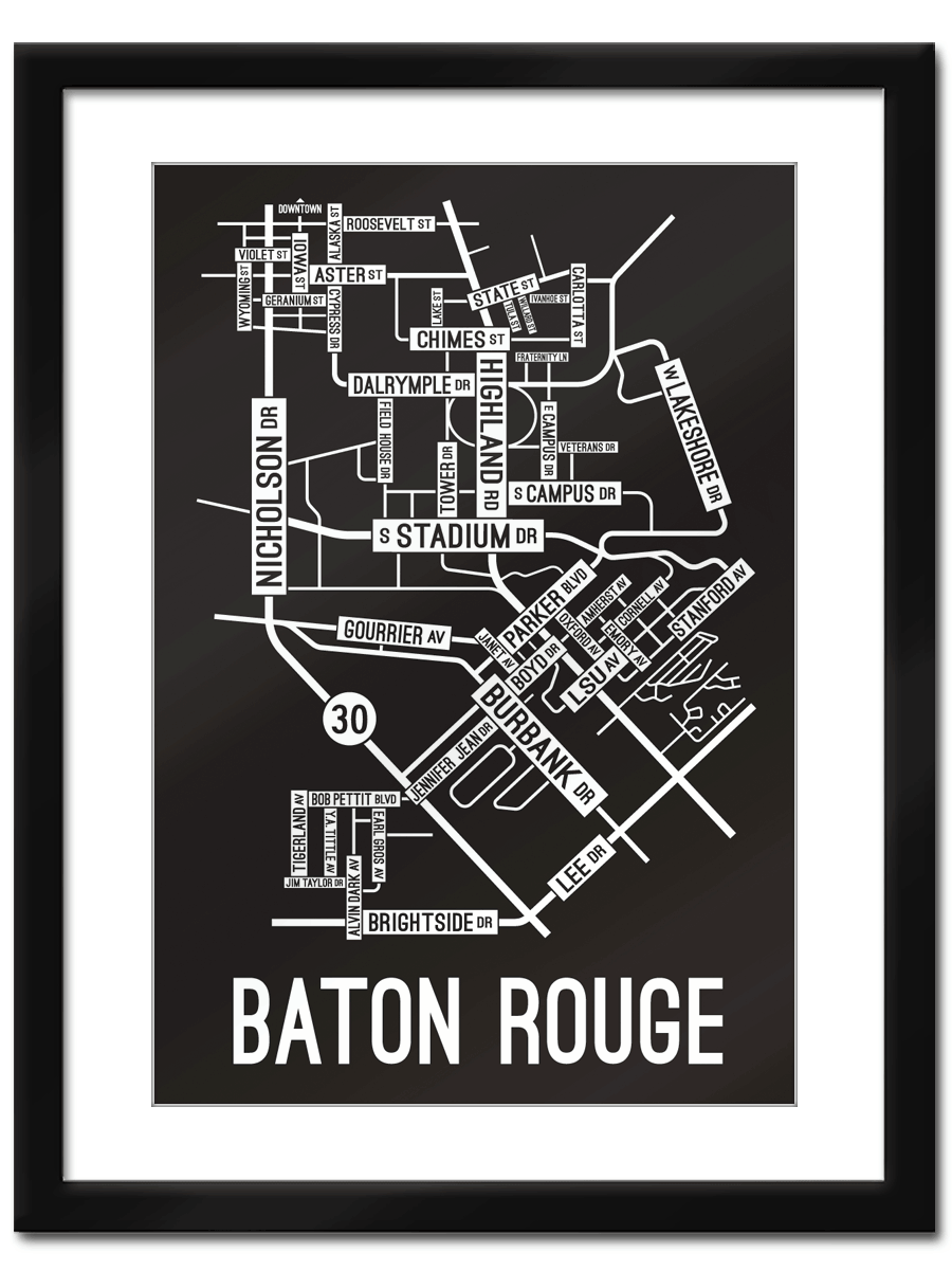 Baton Rouge, Louisiana Street Map - School Street Posters
