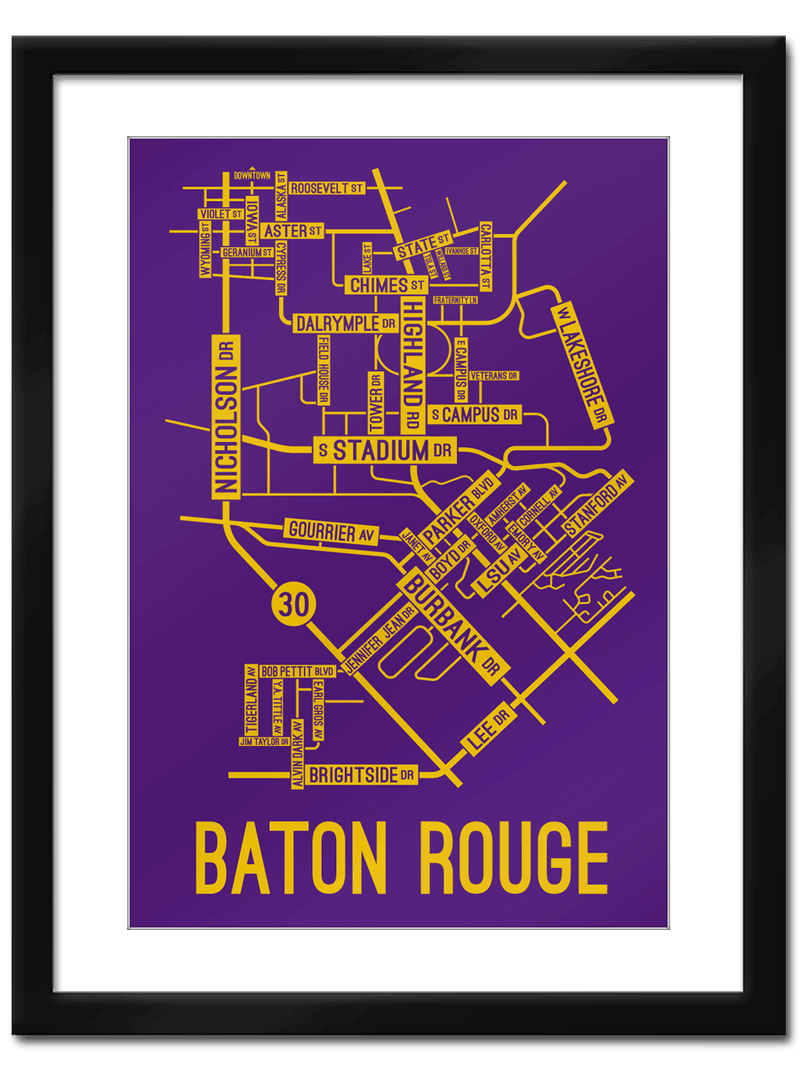 Baton Rouge, Louisiana Street Map - School Street Posters