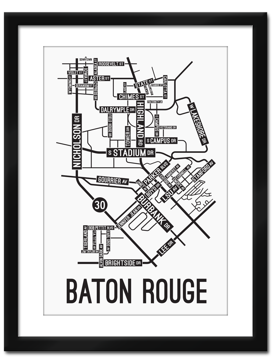 Baton Rouge, Louisiana Street Map - School Street Posters