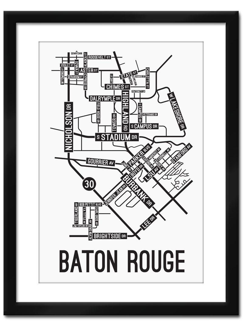 Baton Rouge, Louisiana Street Map - School Street Posters