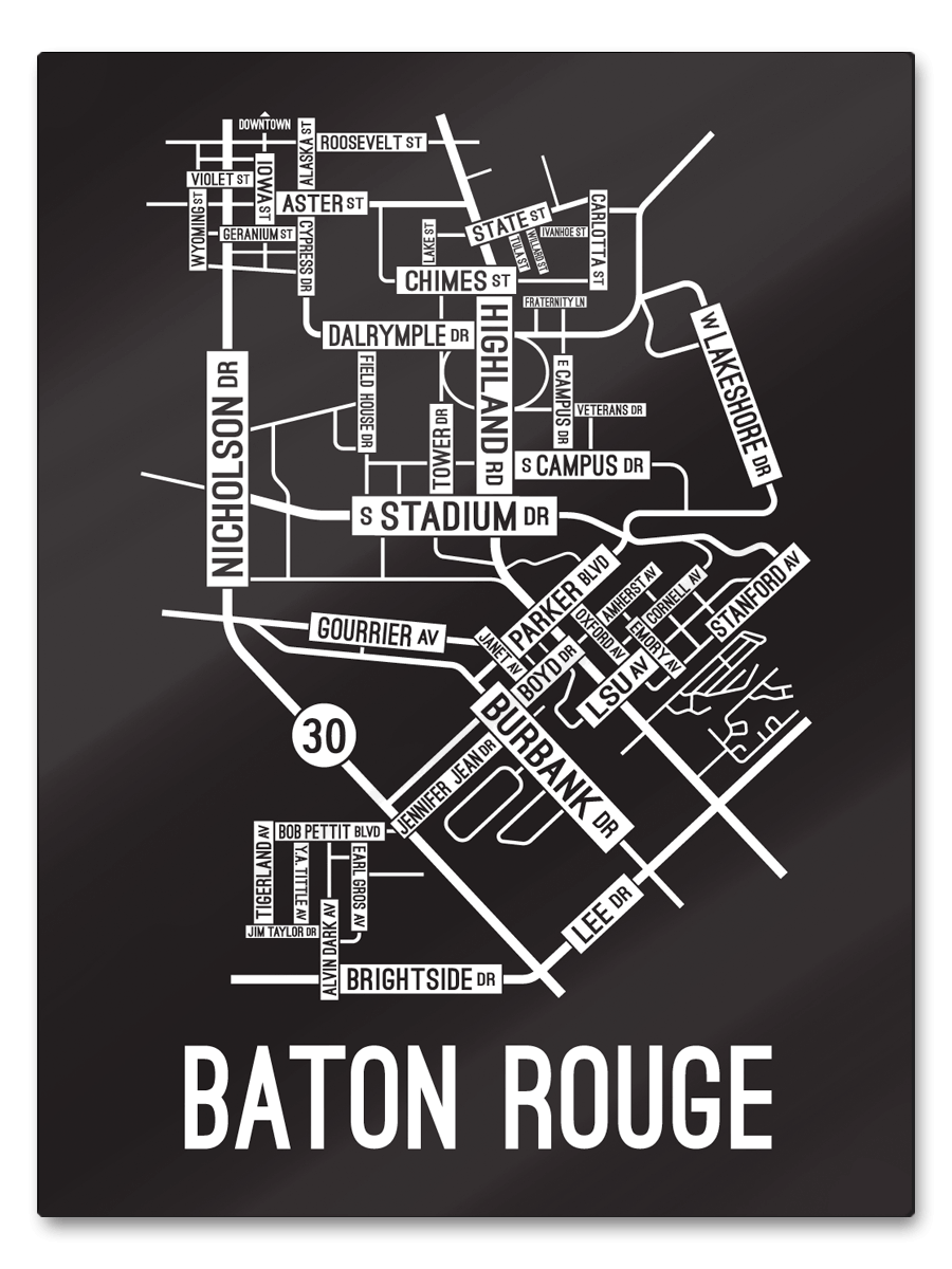 Baton Rouge, Louisiana Street Map - School Street Posters