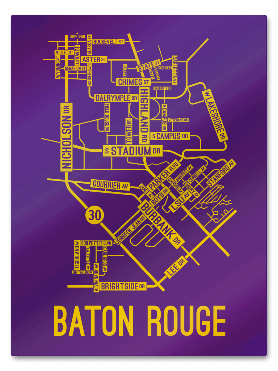 Baton Rouge, Louisiana Street Map - School Street Posters