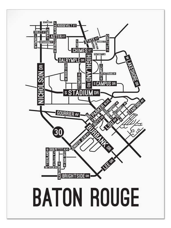 Baton Rouge, Louisiana Street Map - School Street Posters
