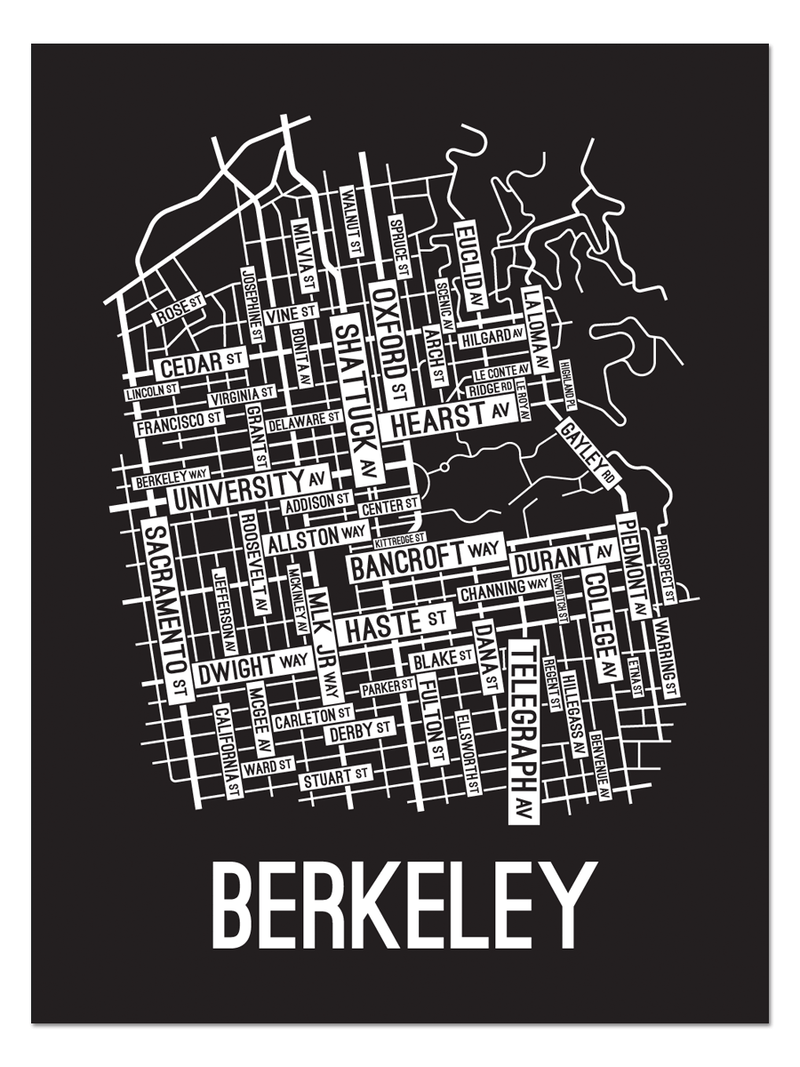 Berkeley, California Street Map - School Street Posters