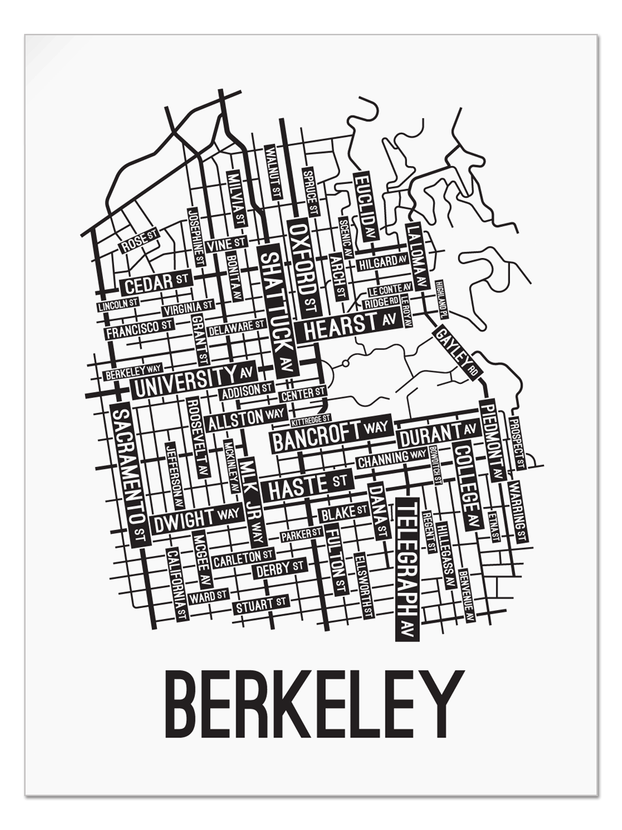 Berkeley, California Street Map - School Street Posters