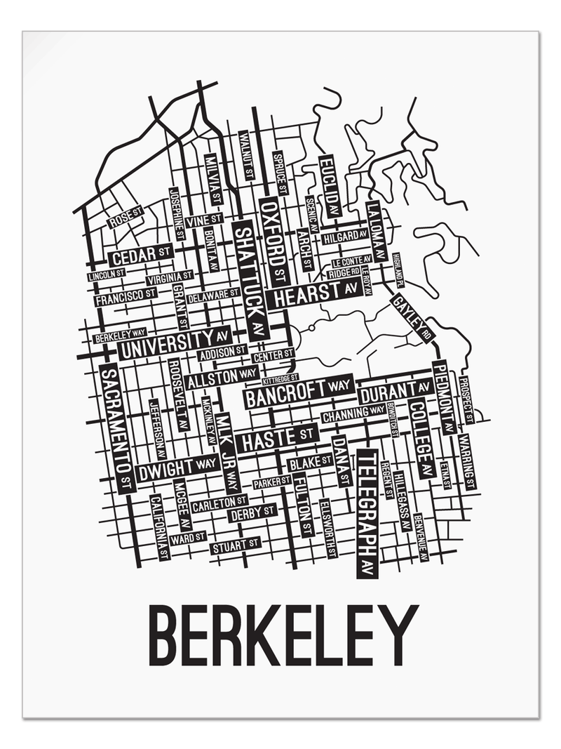 Berkeley, California Street Map - School Street Posters