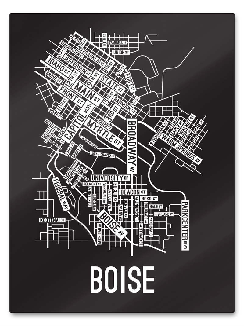Boise, Idaho Street Map - School Street Posters