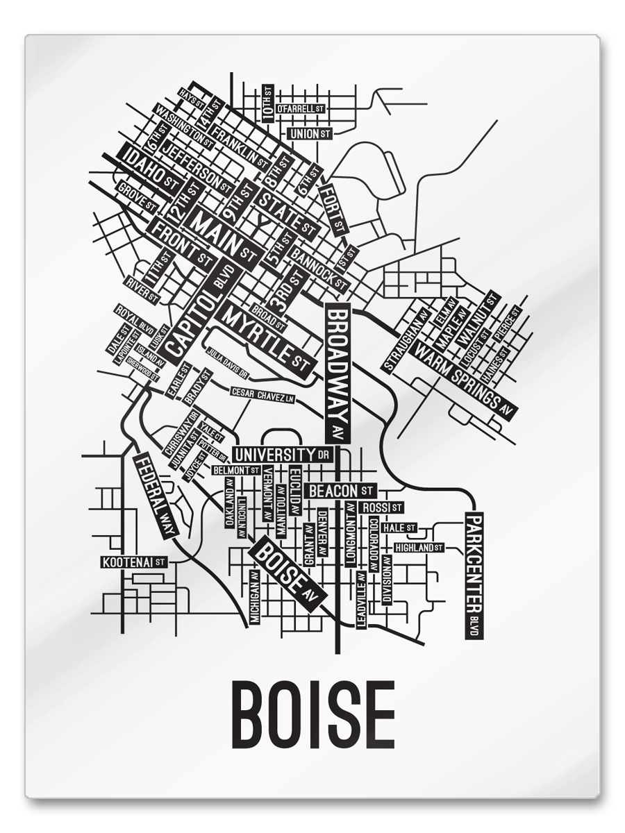 Boise Map A Map Of Boise, Idaho Marked With A Push Pin Stock Photo