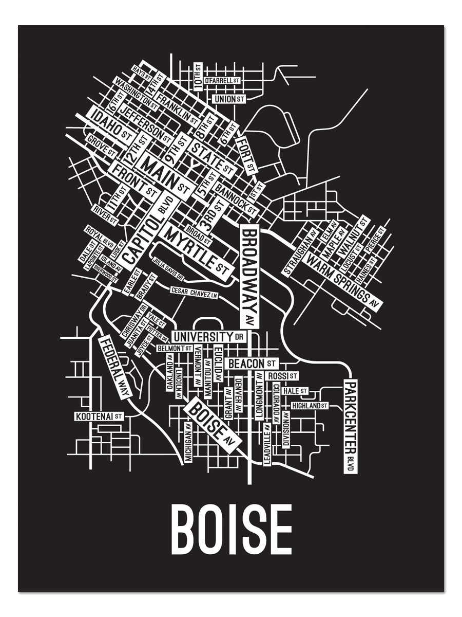 Boise, Idaho Street Map - School Street Posters