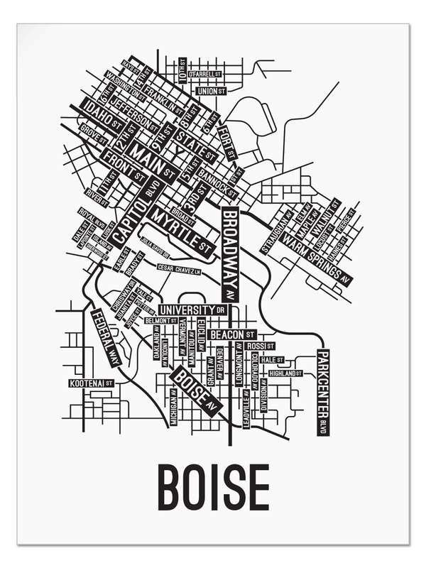 Boise, Idaho Street Map - School Street Posters