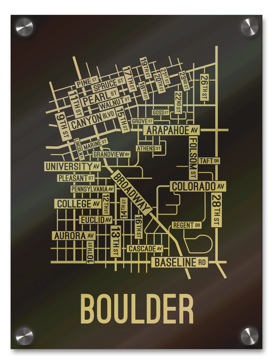 Boulder, Colorado Street Map - School Street Posters