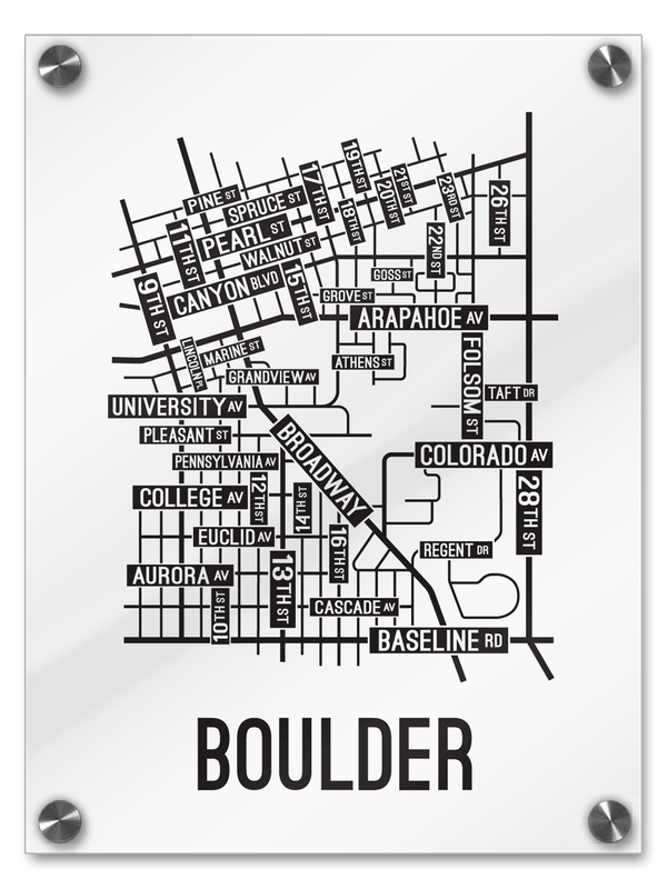 Boulder, Colorado Street Map - School Street Posters