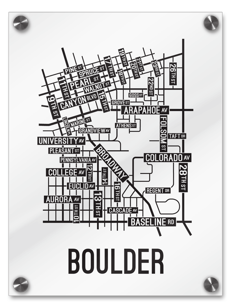 Boulder, Colorado Street Map - School Street Posters