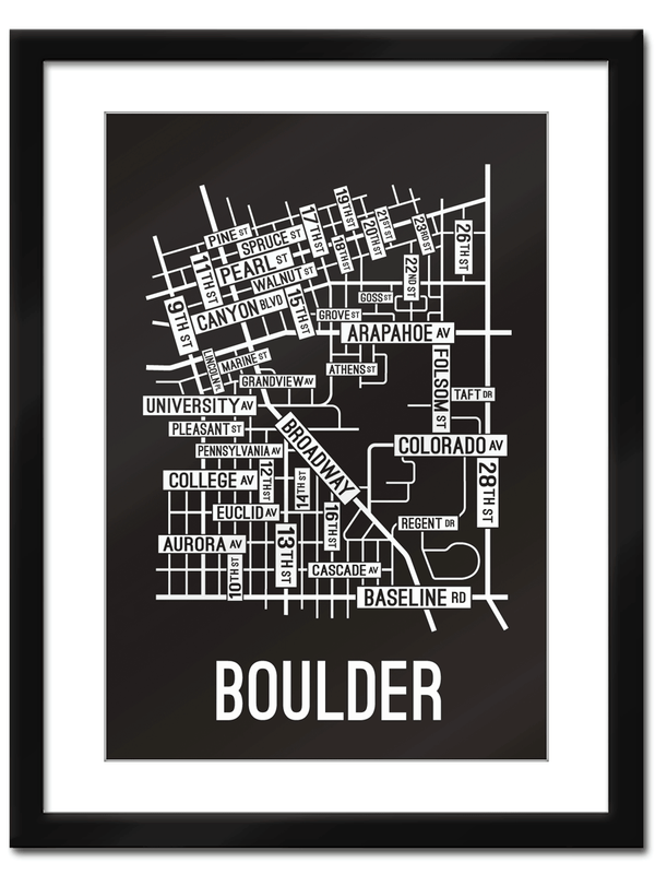Boulder, Colorado Street Map - School Street Posters