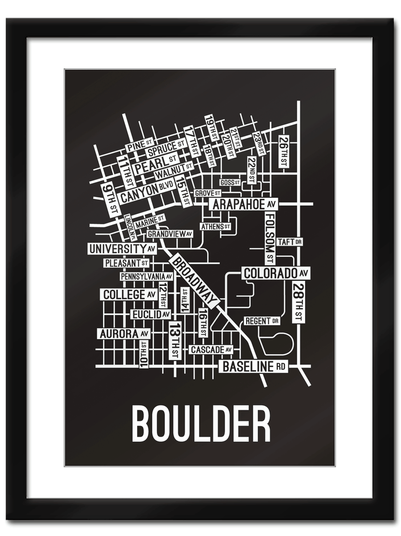 Boulder, Colorado Street Map - School Street Posters