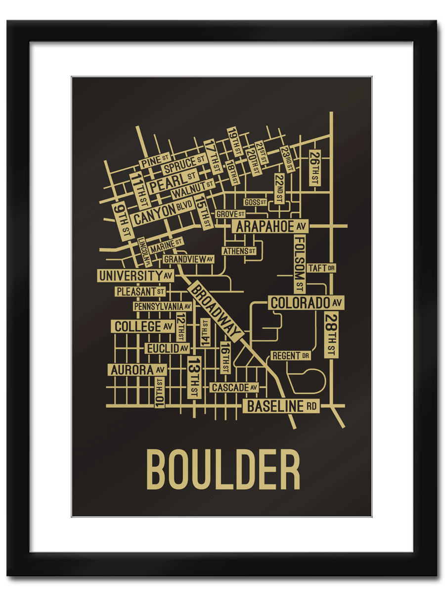 Boulder, Colorado Street Map - School Street Posters