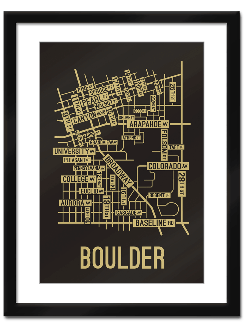 Boulder, Colorado Street Map - School Street Posters