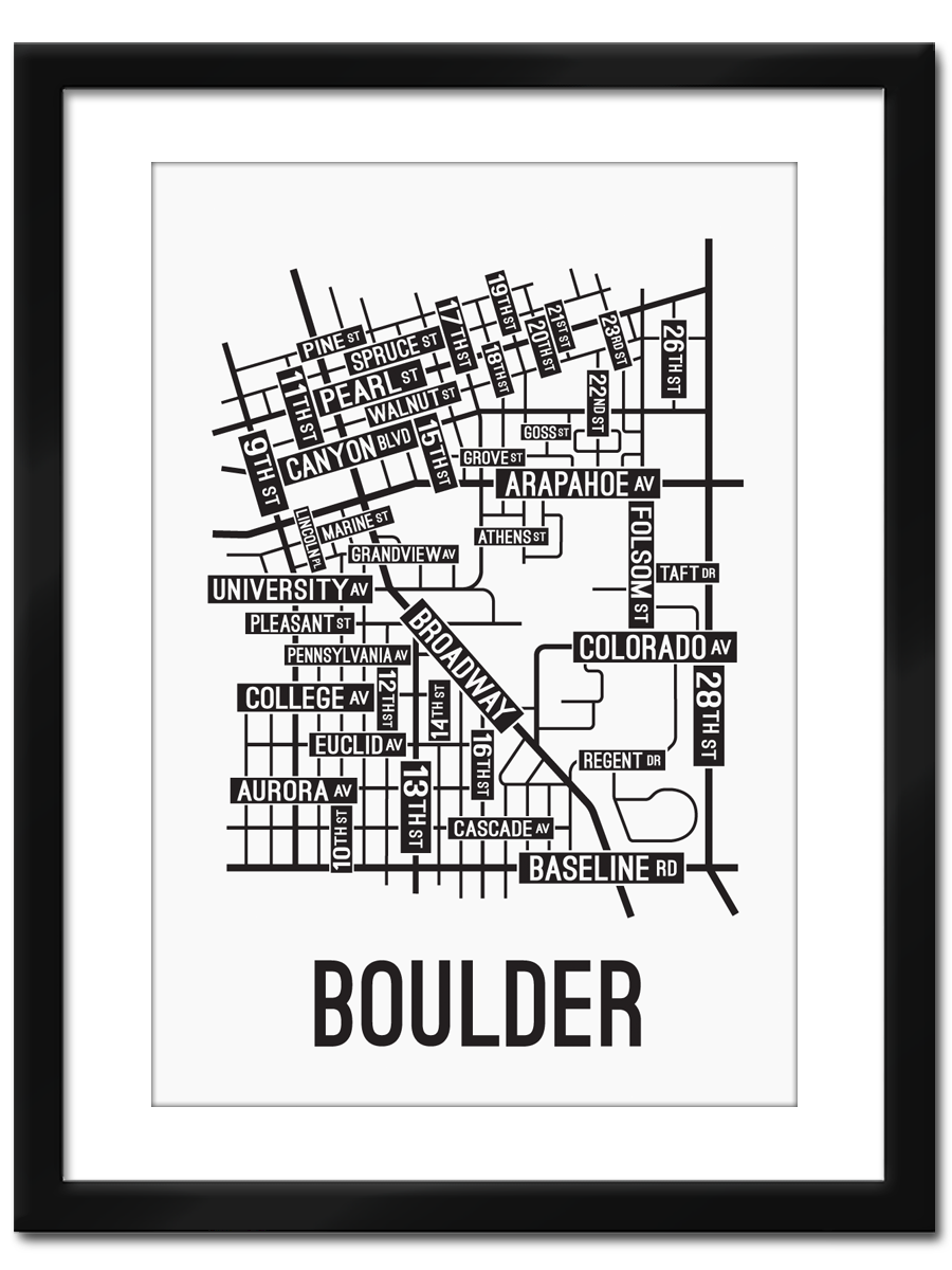Boulder, Colorado Street Map - School Street Posters