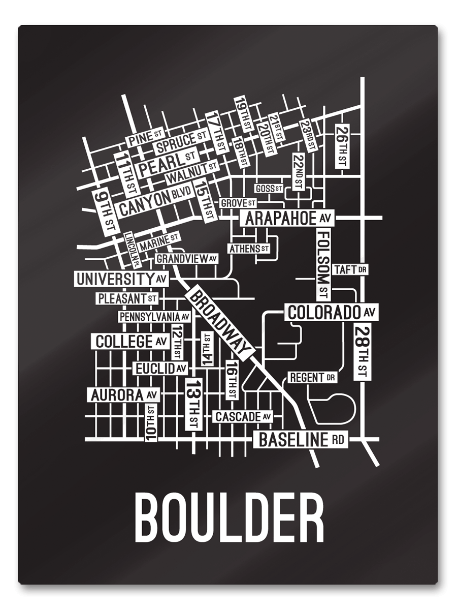 Boulder, Colorado Street Map - School Street Posters