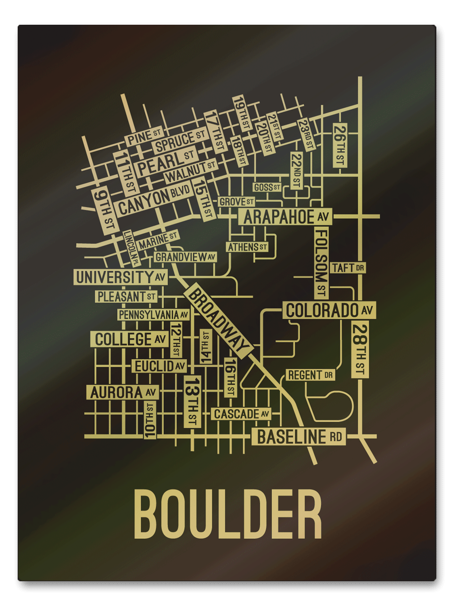 Boulder, Colorado Street Map - School Street Posters