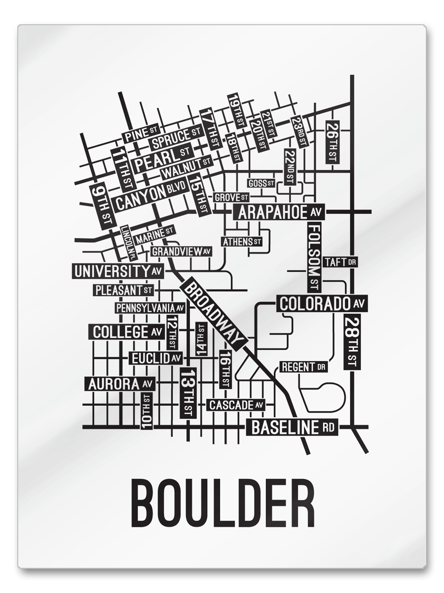 Boulder, Colorado Street Map - School Street Posters