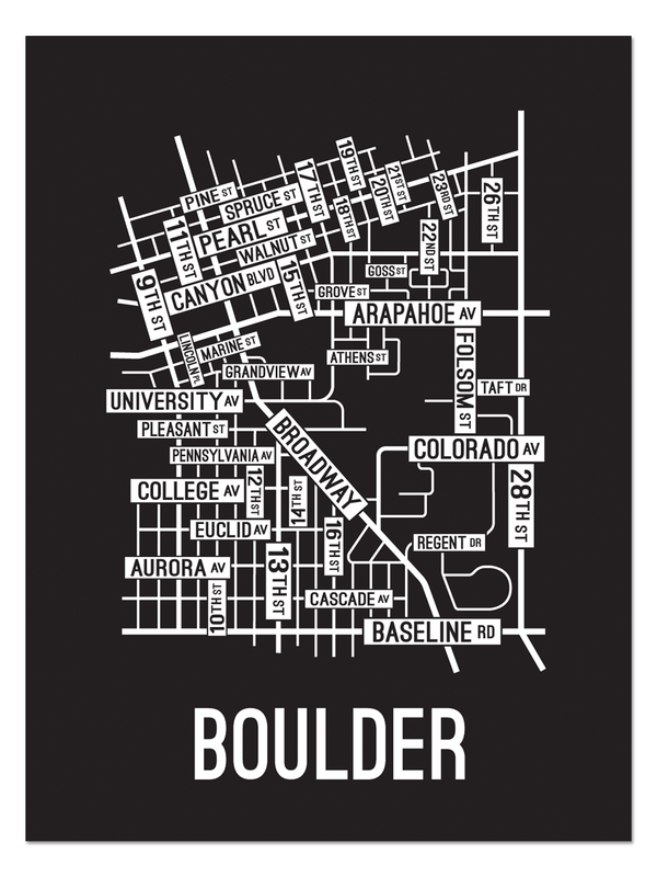 Boulder, Colorado Street Map - School Street Posters